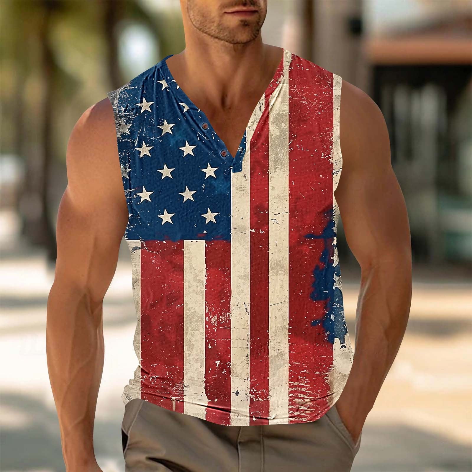 Red White and Blue Tanks Memorial Day Tank Top Men Independence Day ...