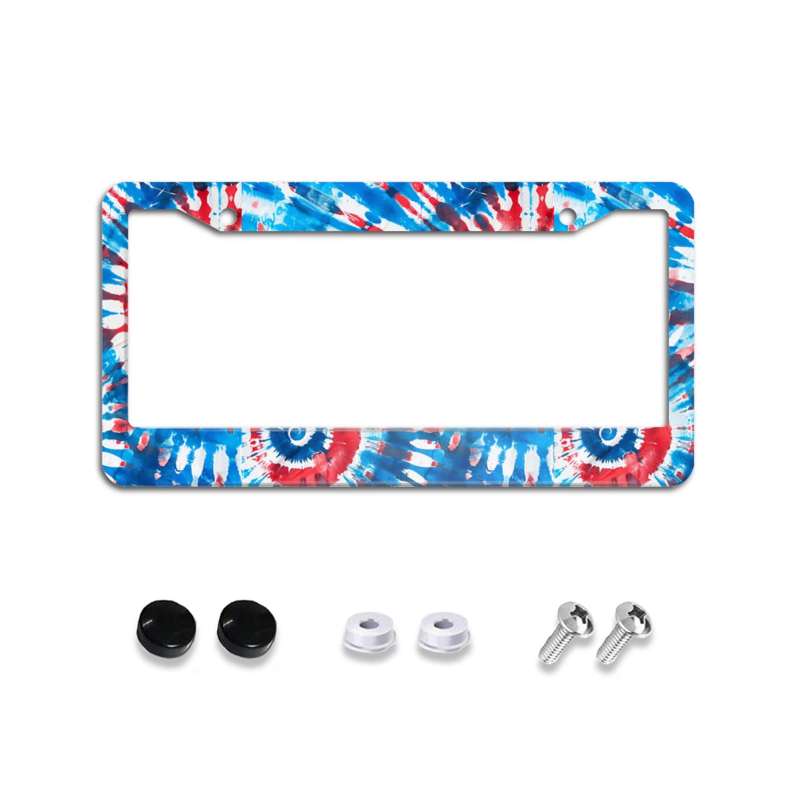 Red White Blue Tie Dye License Plate Frames for Women Men Car Plate ...