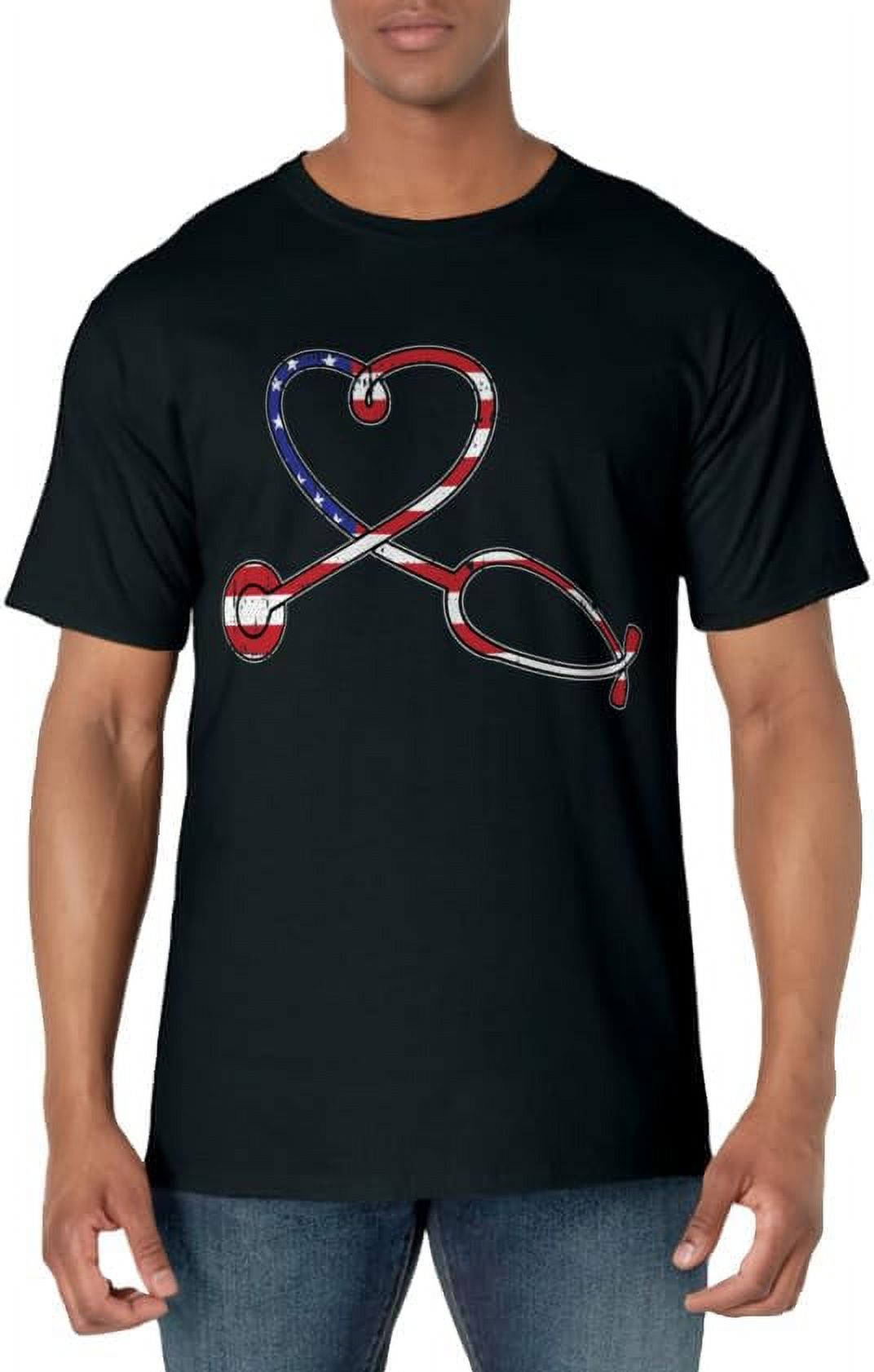 Nurse American Flag 4th Of July Heart Patriotic RN Nursing T-Shirt ...