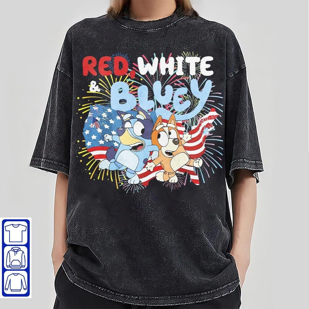 Red White Bluey Shirt, Bluey And Bingo 4Th July Shirt, Bluey ...