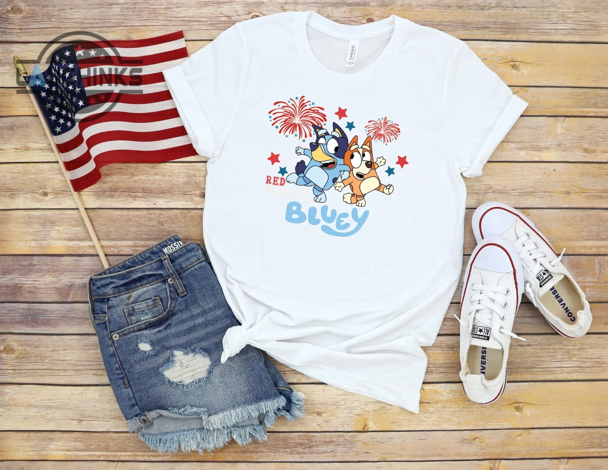 Red White Bluey Shirt, Bluey and Bingo Fourth of July Shirt, Bluey ...