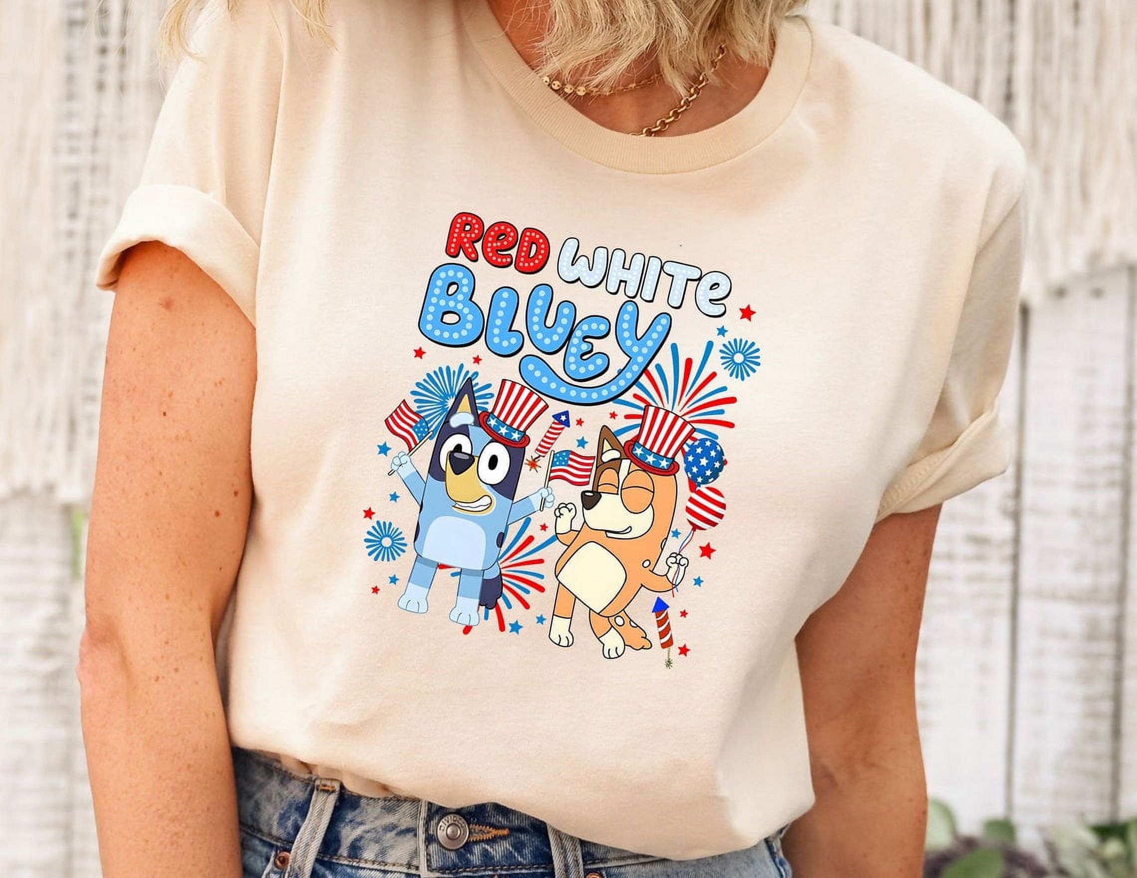 Red White Bluey Shirt, Bluey Fourth of July Shirt, Independence Day ...