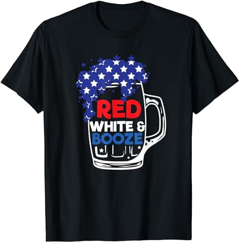 Red White & Booze Shirt Beer Glass Tee - Walmart.com