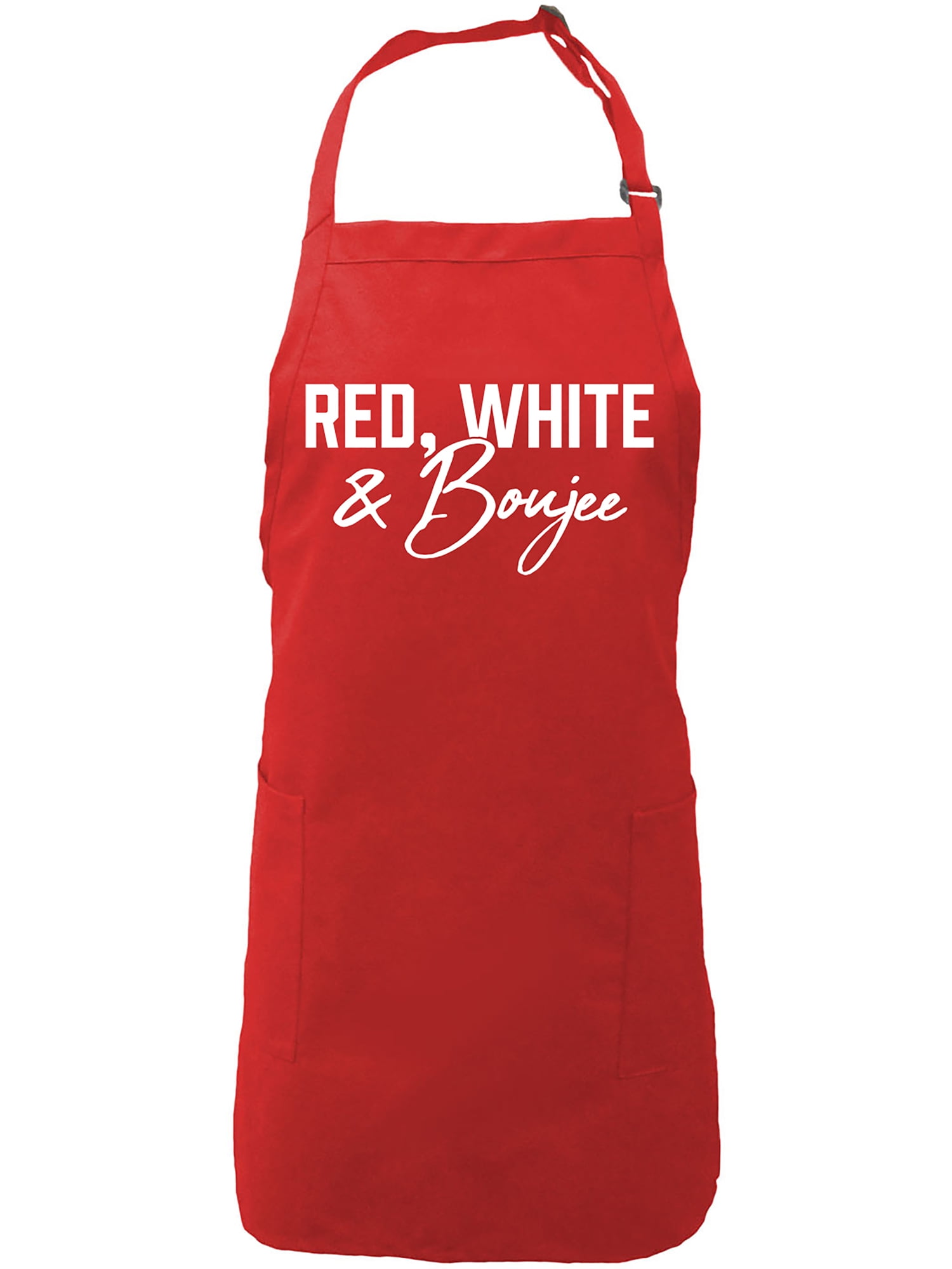 Red, White & Boujee Apron with 2 patch pockets - Walmart.com