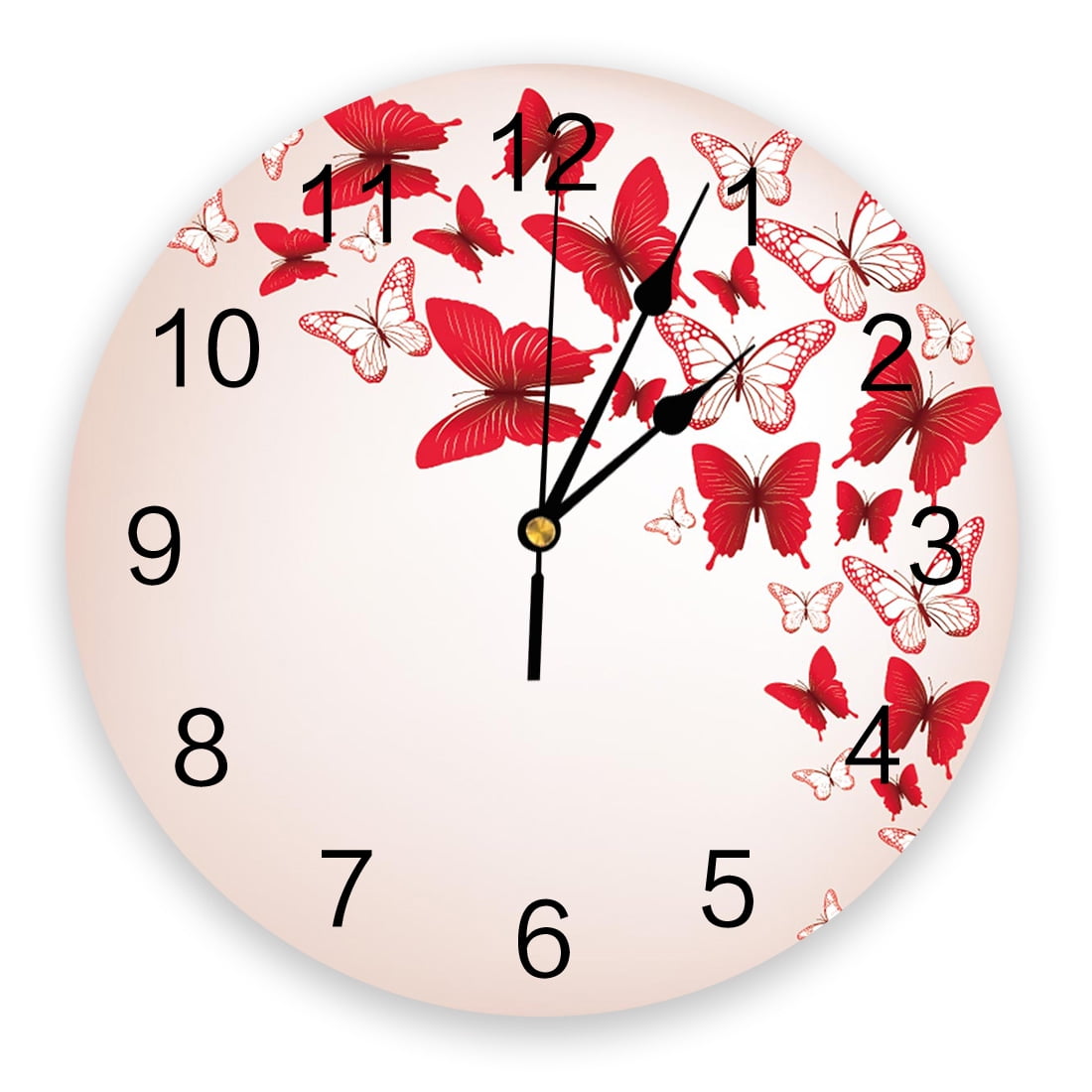 Red White Butterfly Insect PVC Wall Clock Modern Design Living Room ...