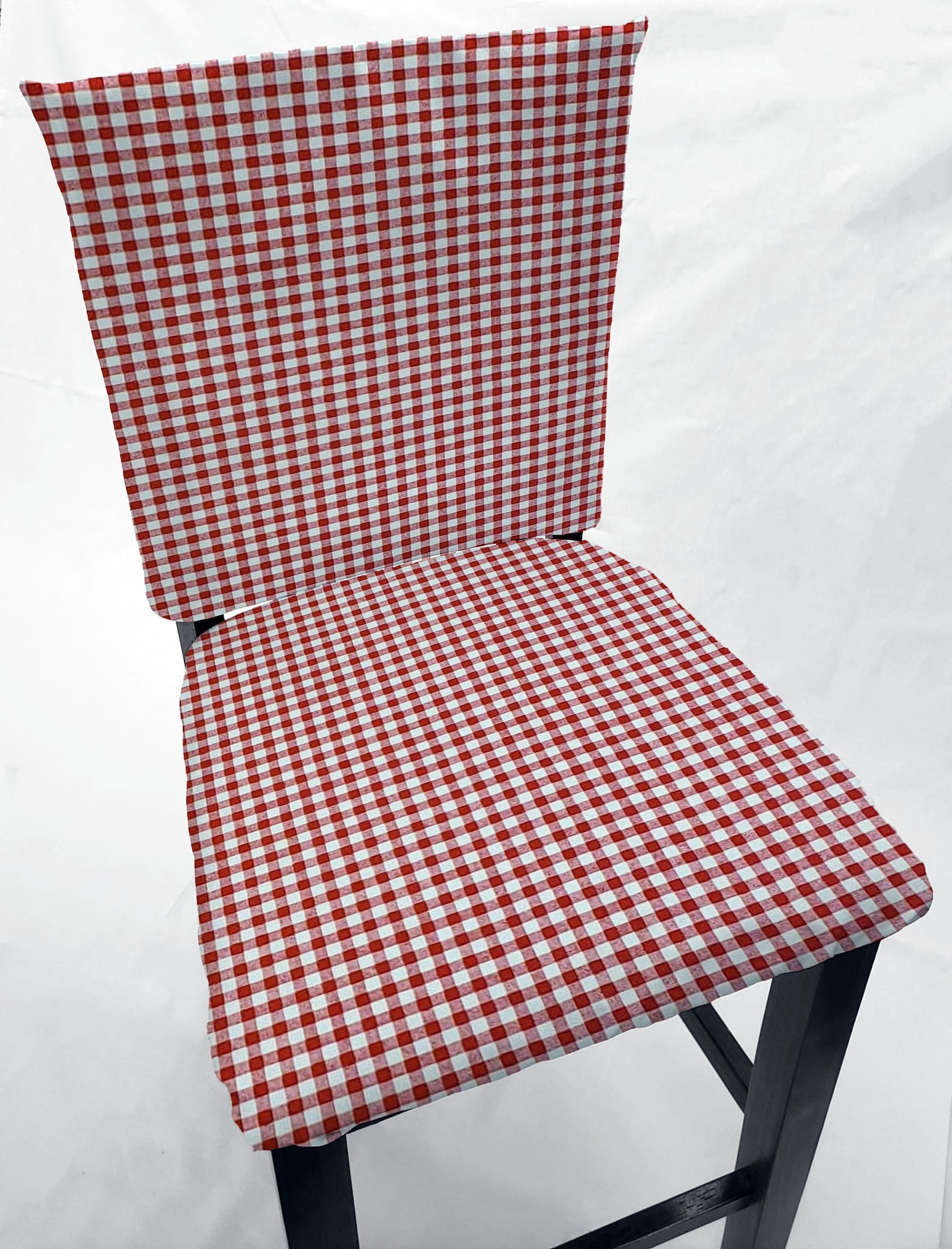 Red & White Checked Gingham Dining Room Chair Back Covers or Seat ...