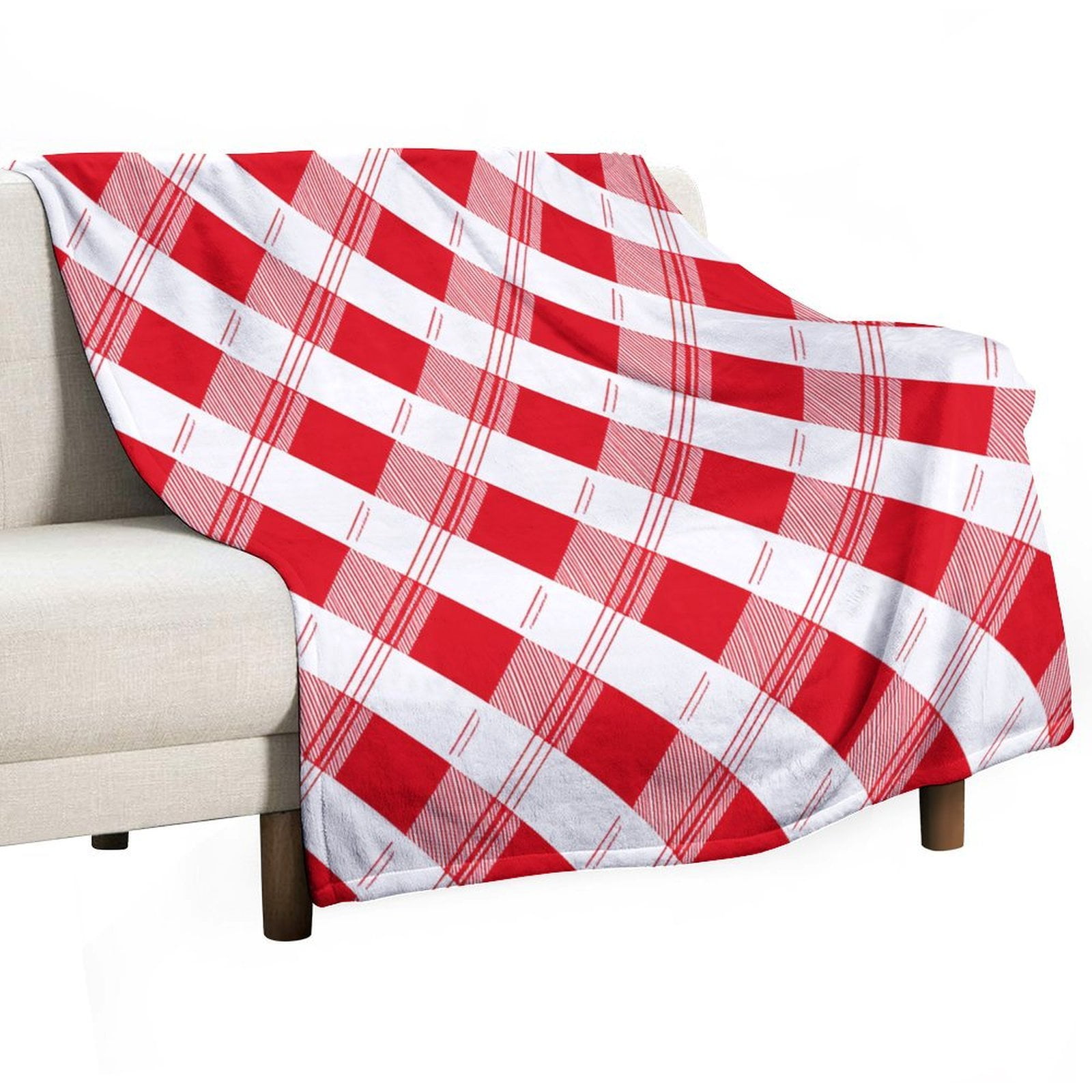 Red White Checkered Pattern Plaid Design Throw Blanket for Women, Men ...