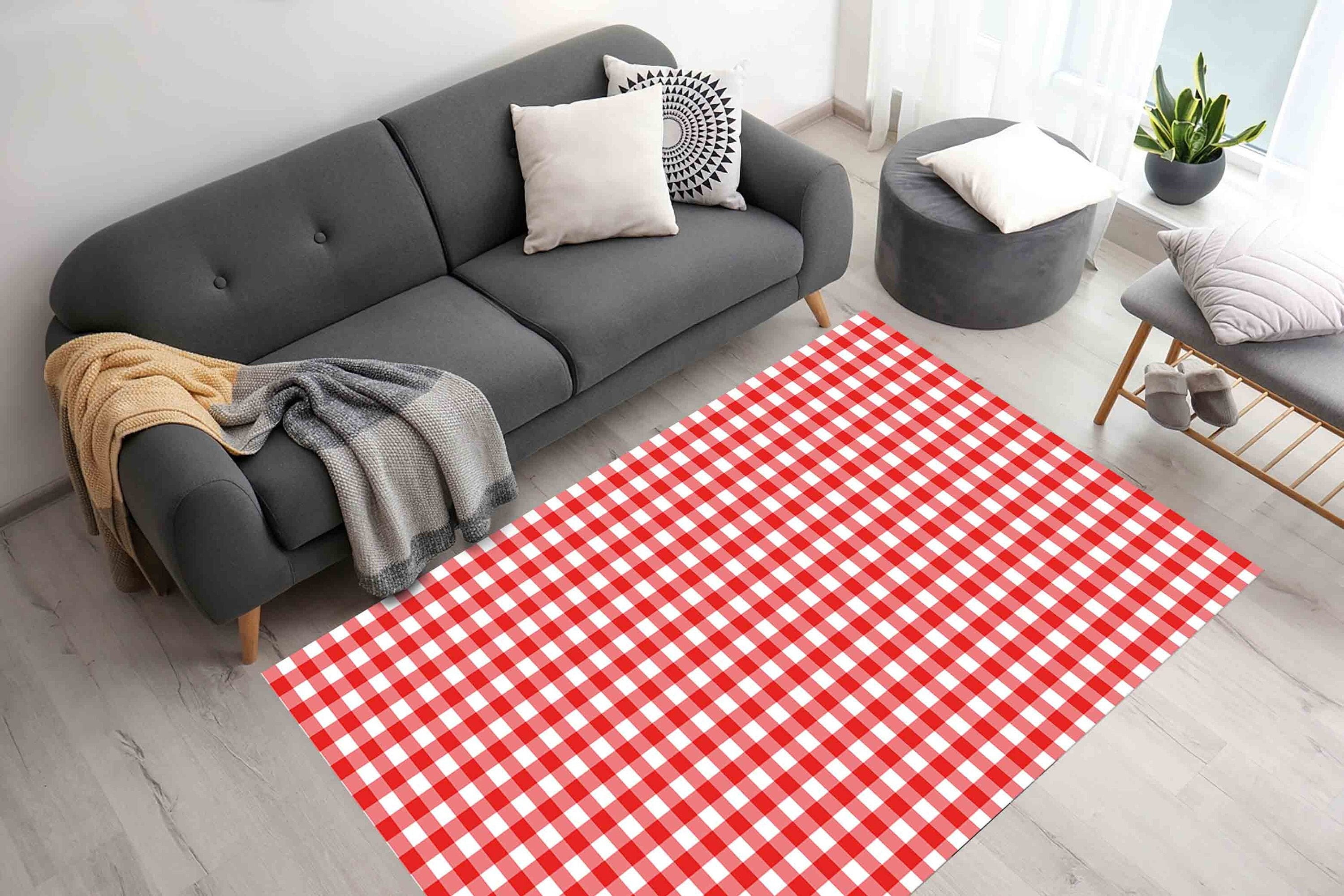 Red and White Checkered Rug, Trendy Rugs, Red Rugs, Modern Rug, Salon ...