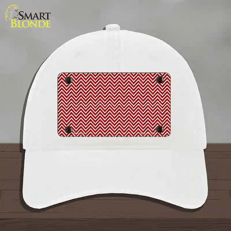 Red White Chevron Novelty License Plate Hat Unconstructed Cotton White ...