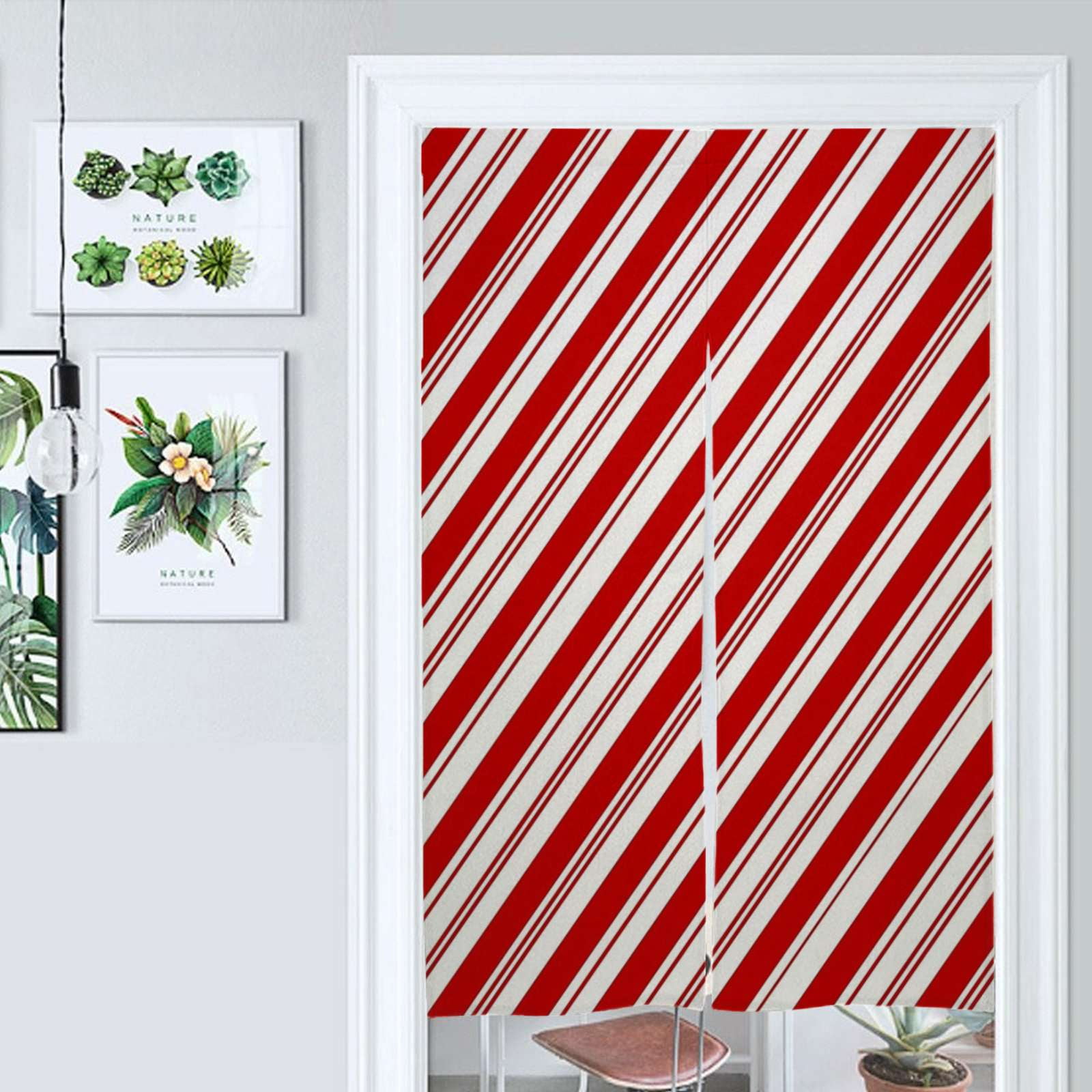 Red White Christmas Candy Cane Door Curtain Nordic Living Room ...