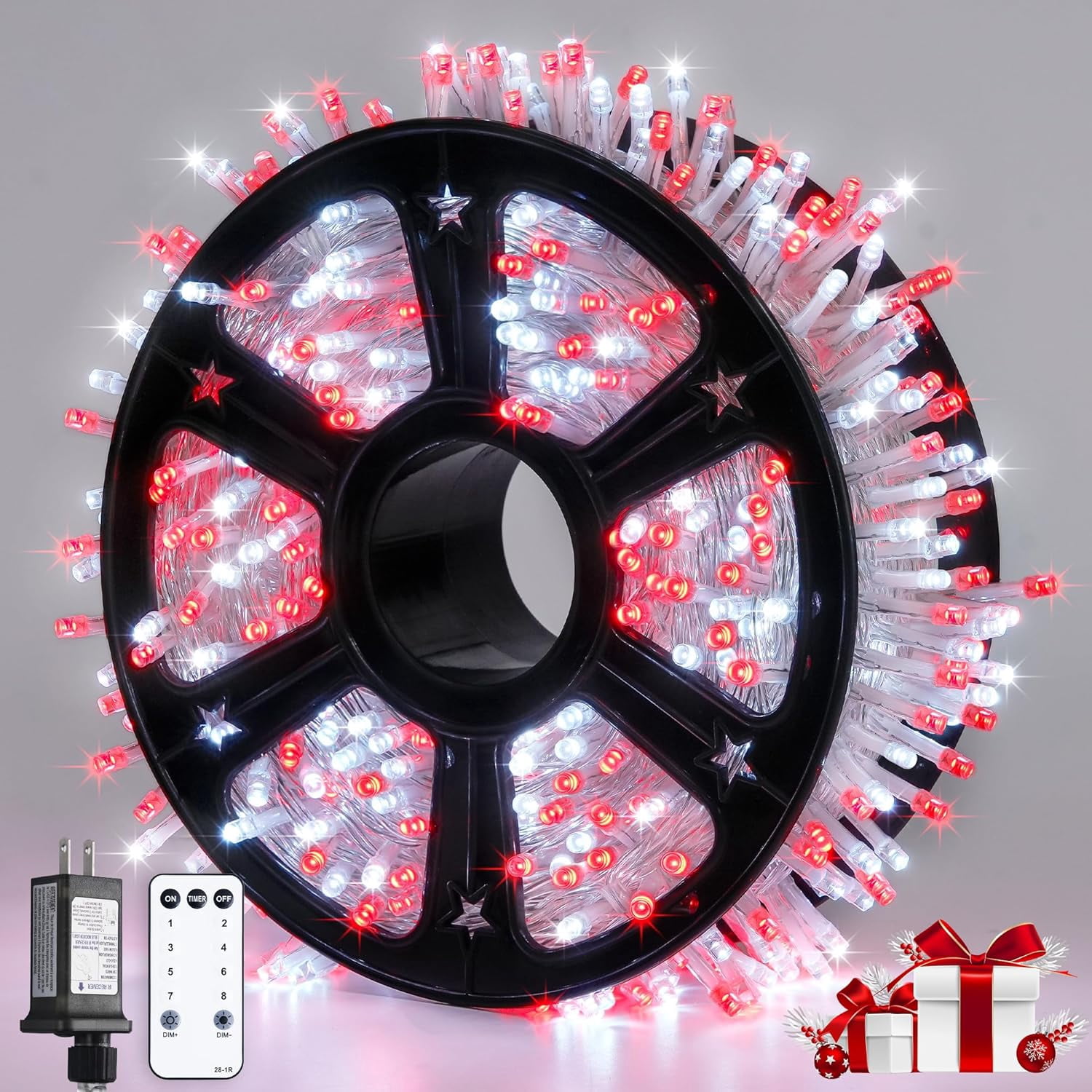 Red and White Christmas Tree Lights with Remote, 600 String Lights ...