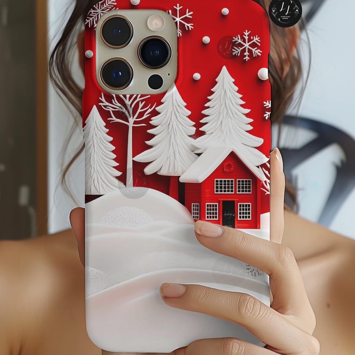 Red White Christmas Tree Winter Holiday Case with iPhone 17 to 11 Pro ...
