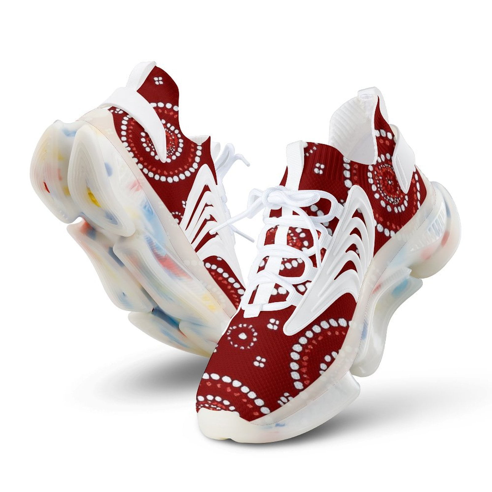 Red White Circular Pattern Design Walking Shoes for Men Woman ...