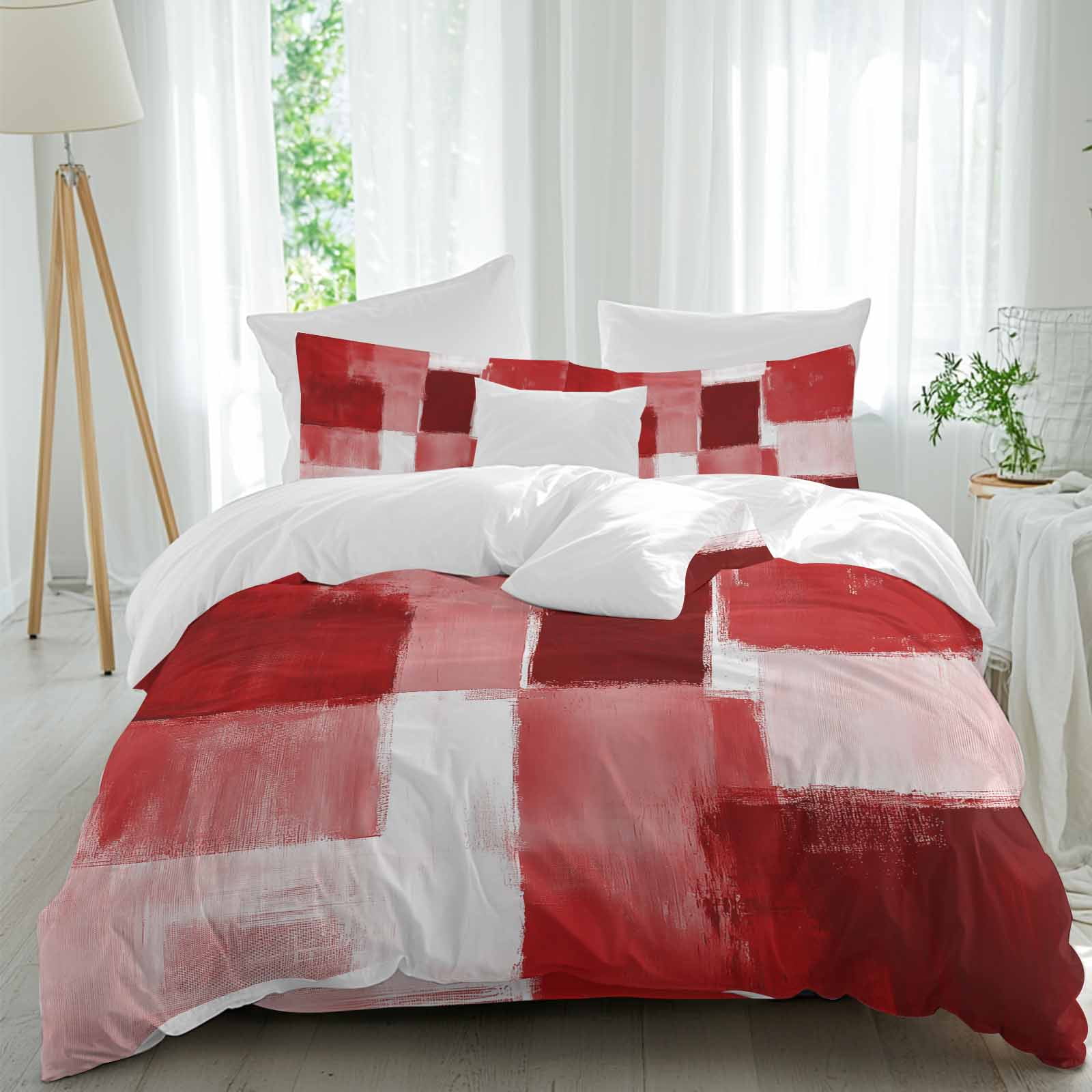 Red White Comforter Set Full Size, Graffiti Art Mottled Gradient Color ...