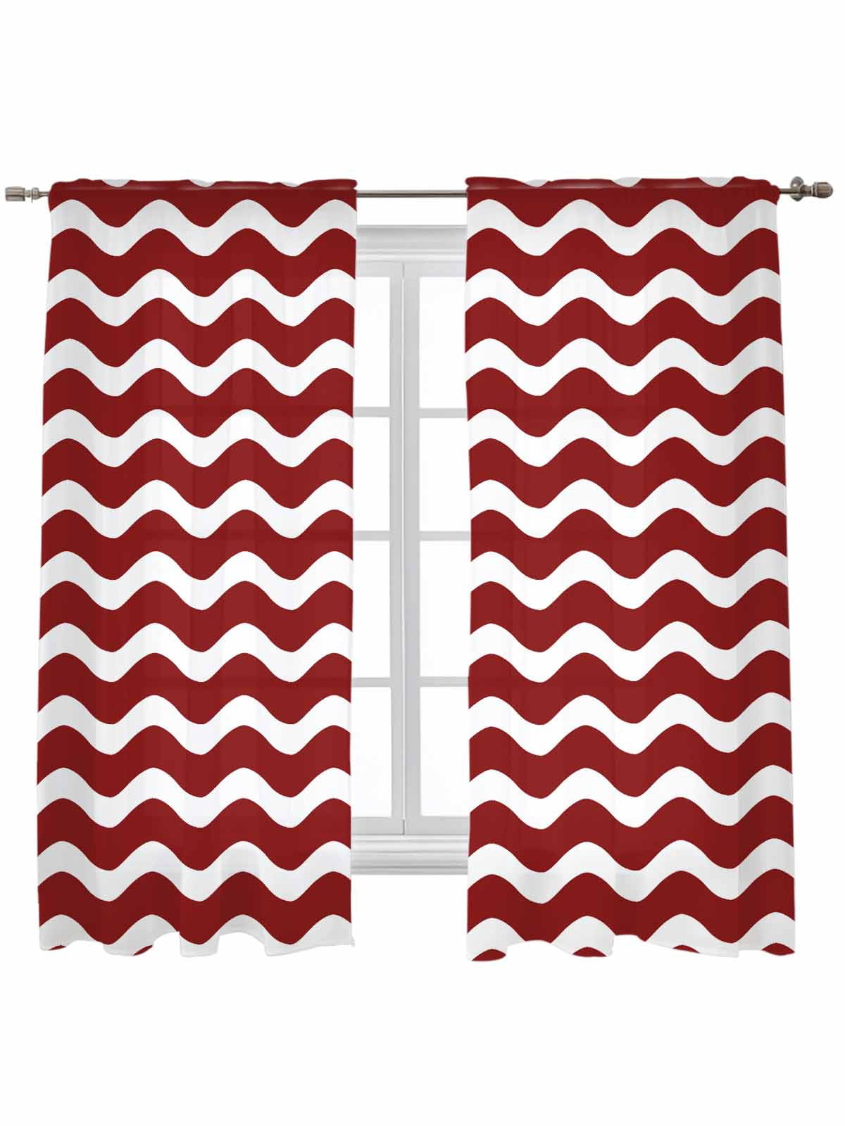 Red White Curtains 72 Inch Length, Sheer Curtains for Bedroom Living ...
