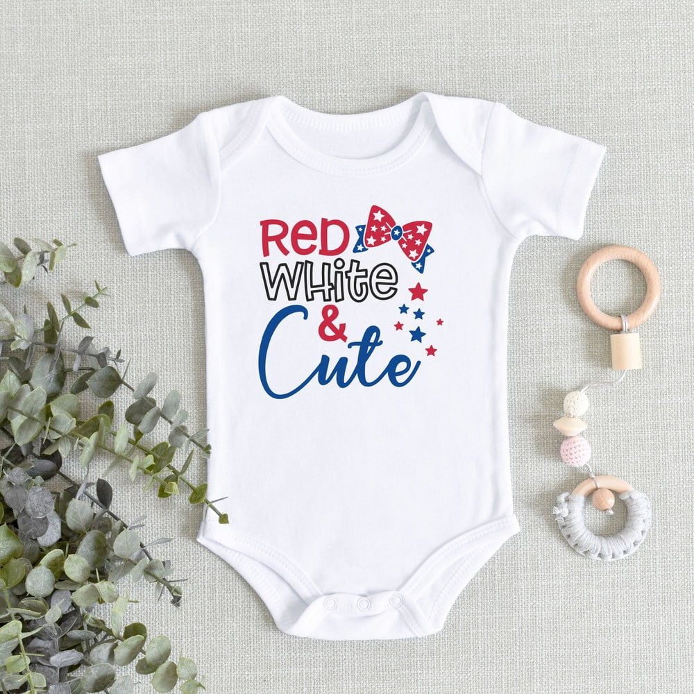 Red White And Cute Baby Bodysuit, Cute Red White And Blue 4Th Of July ...