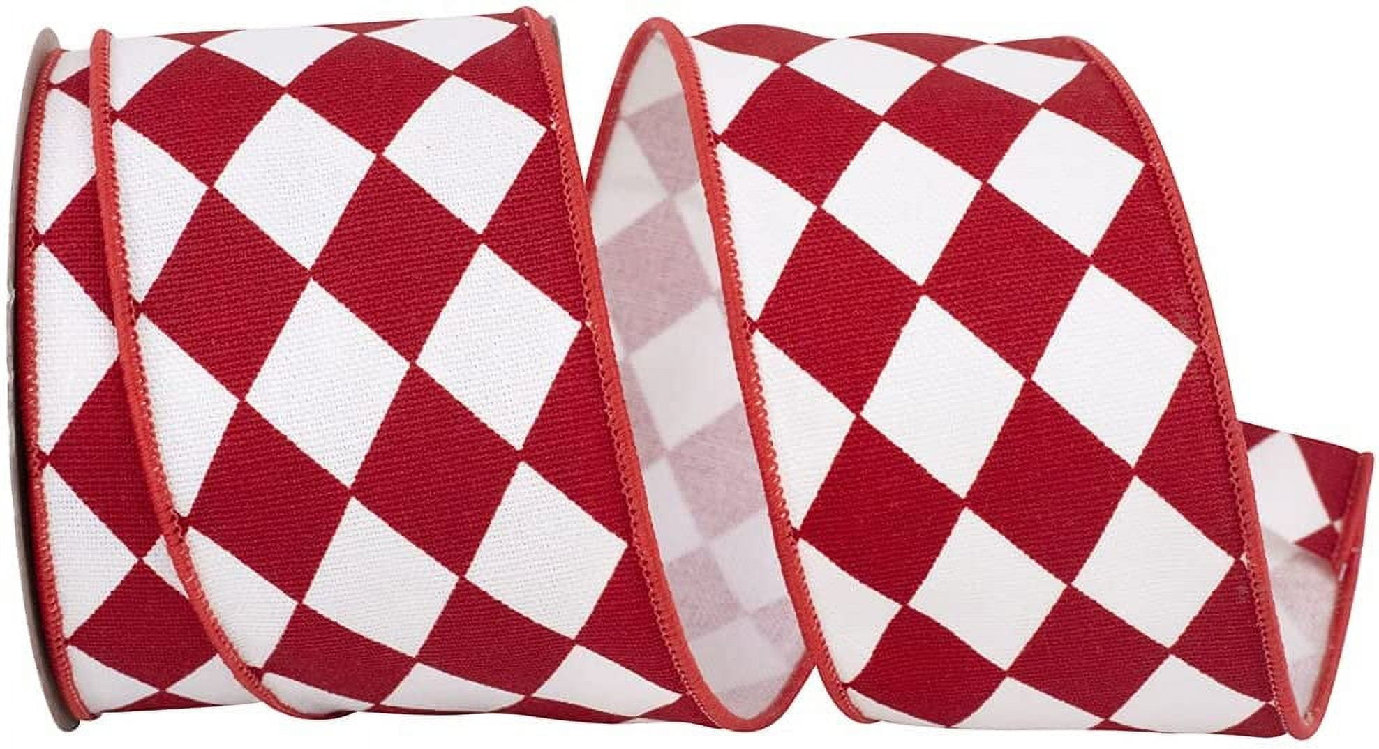 Red White Diamonds Harlequin Ribbon - 2 1/2" x 10 Yards, Argyle, Red ...