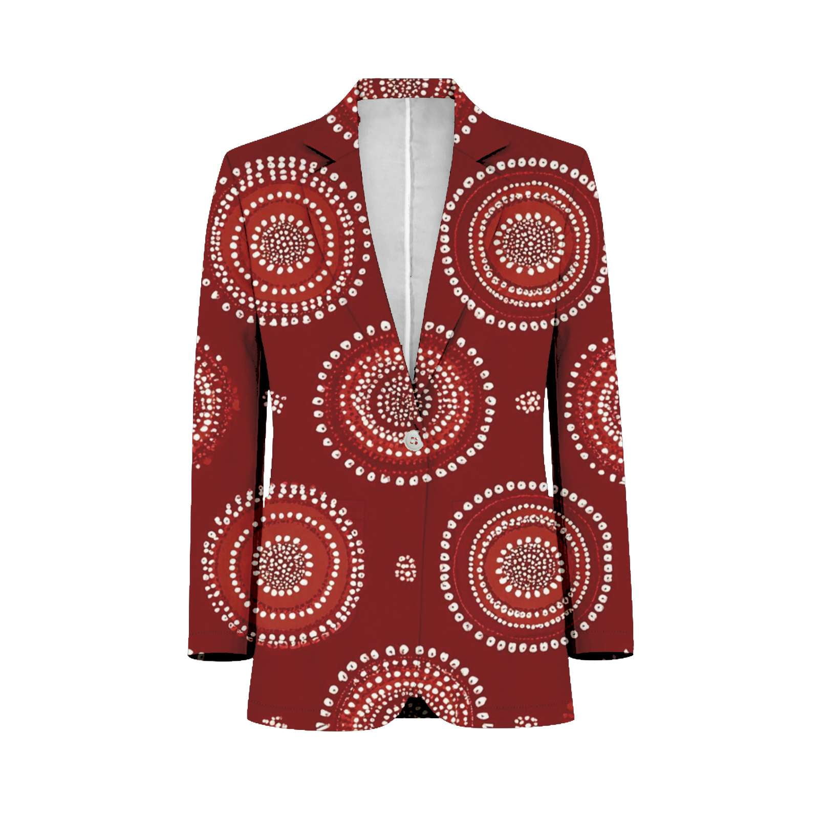 Red White Dotted Circle Pattern Mens Suits Shawl Collar Slim Fit Suit ...