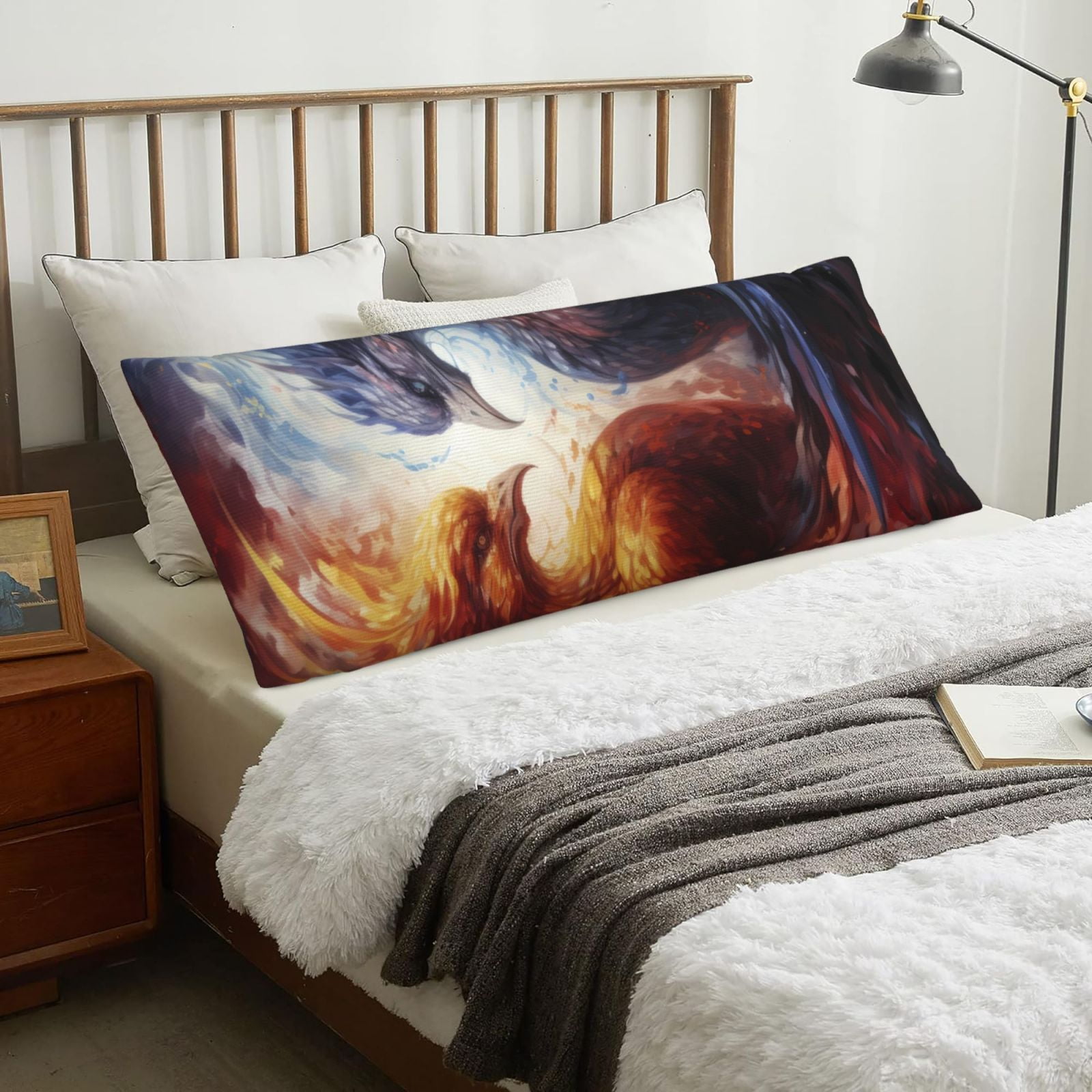Red and White Fire Bird Body Pillow Cover, Printing Cooling Body Pillow ...