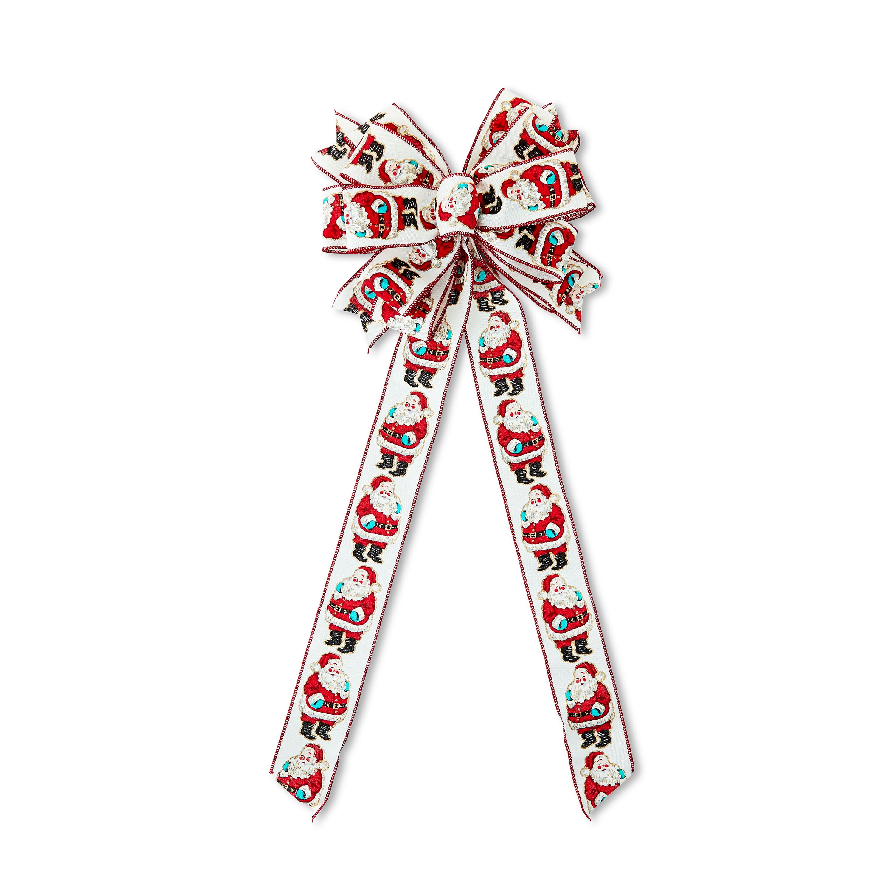 Red & White Full Body Santa Polyester Christmas Bow, 14 in, by Holiday ...