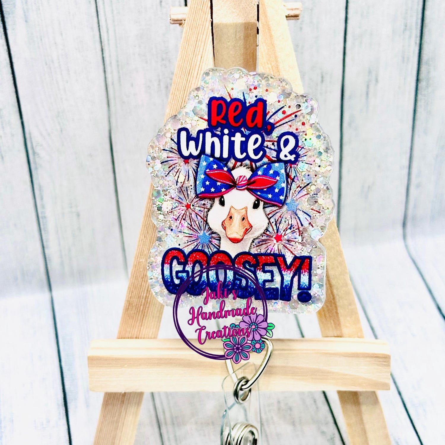 Red White & Goosey Trendy Patriotic Porch Goose Fireworks Faceplate or ...