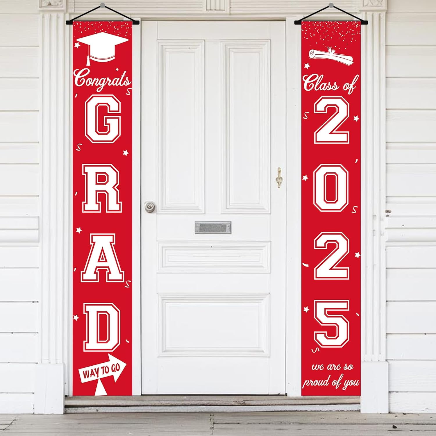 Red and White Graduation Decorations Class of 2025 Congrats Grad 2025 ...