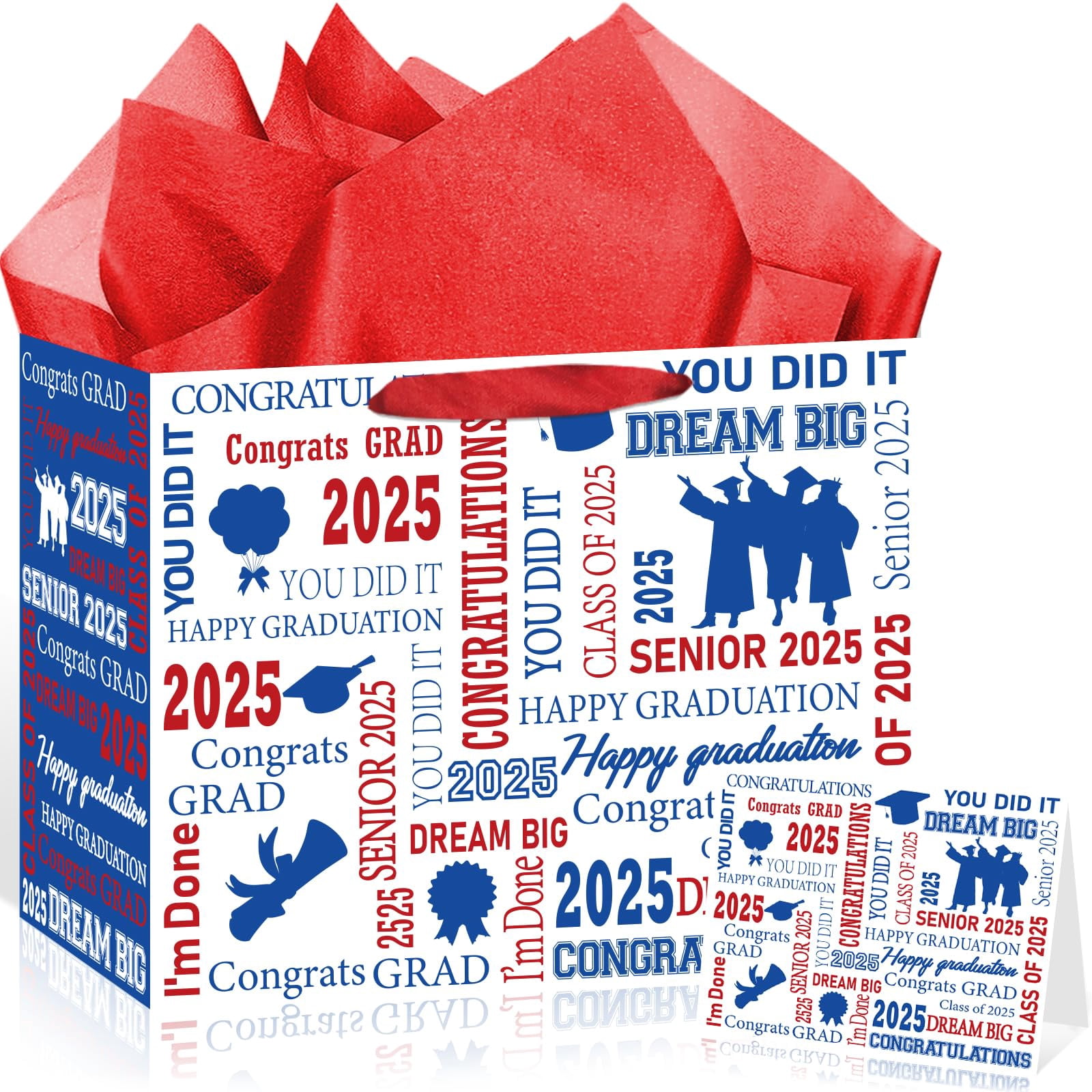 Red White Graduation Gift MMF7 Bag Class of 2025 Tissue Paper and ...