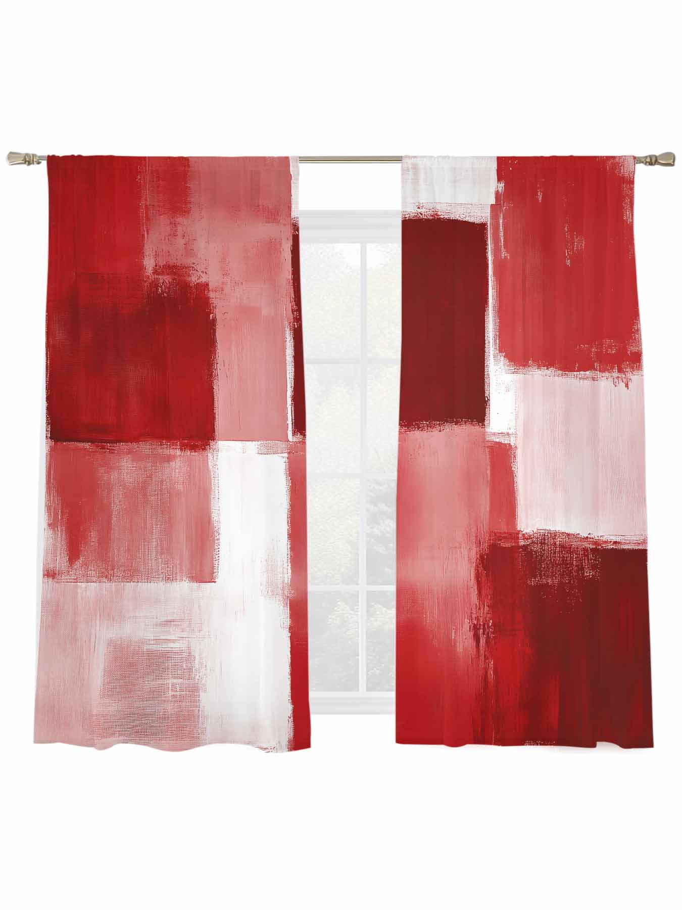 Red White Graffiti Art Mottled Gradient Color Blocks Modern Sheer ...