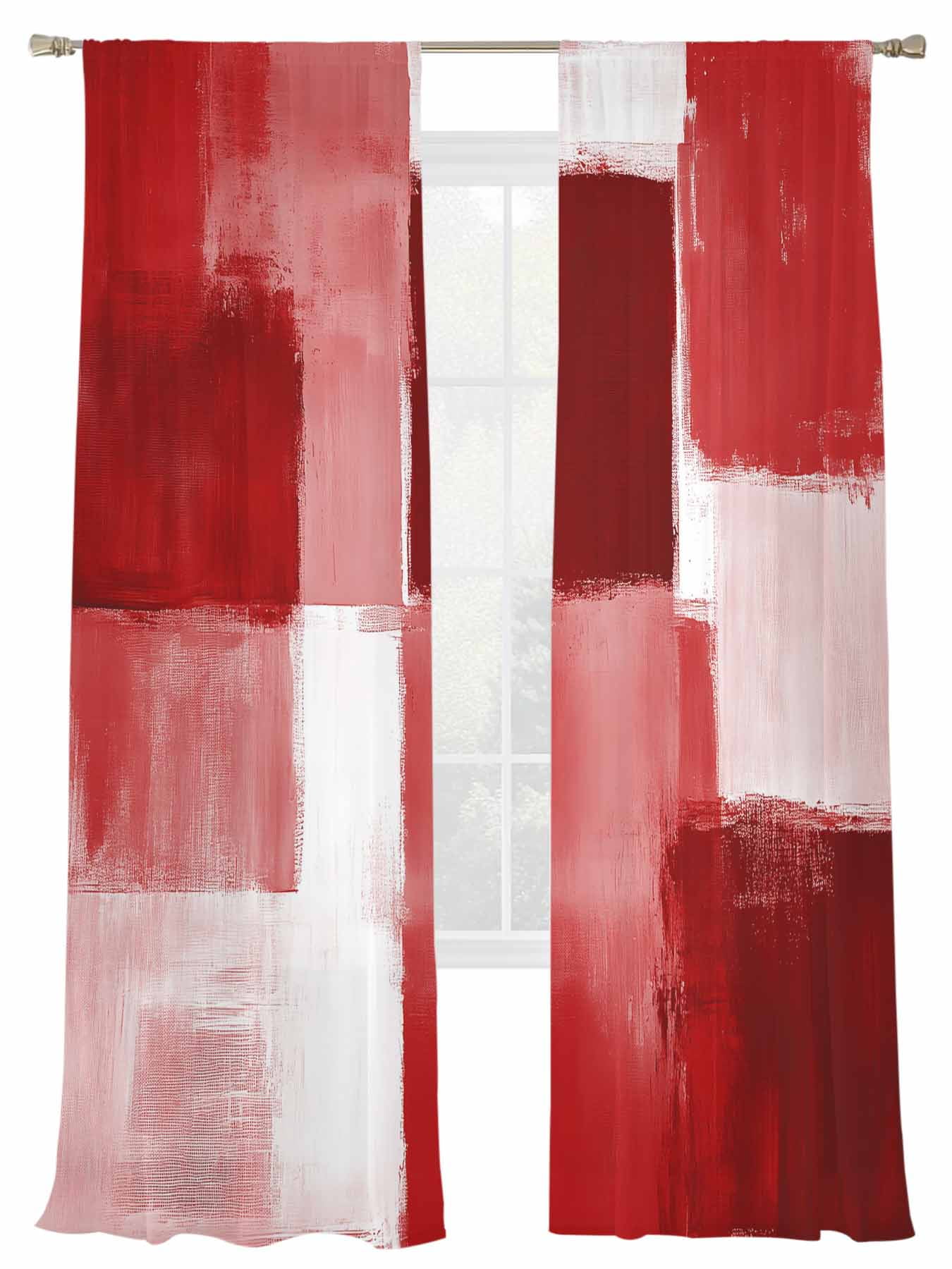 Red White Graffiti Art Mottled Gradient Color Blocks Modern Sheer ...