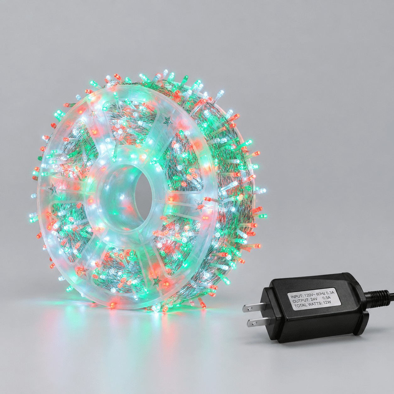 Red White Green 500 LED Clear Wire String Lights, 165ft Indoor Outdoor ...