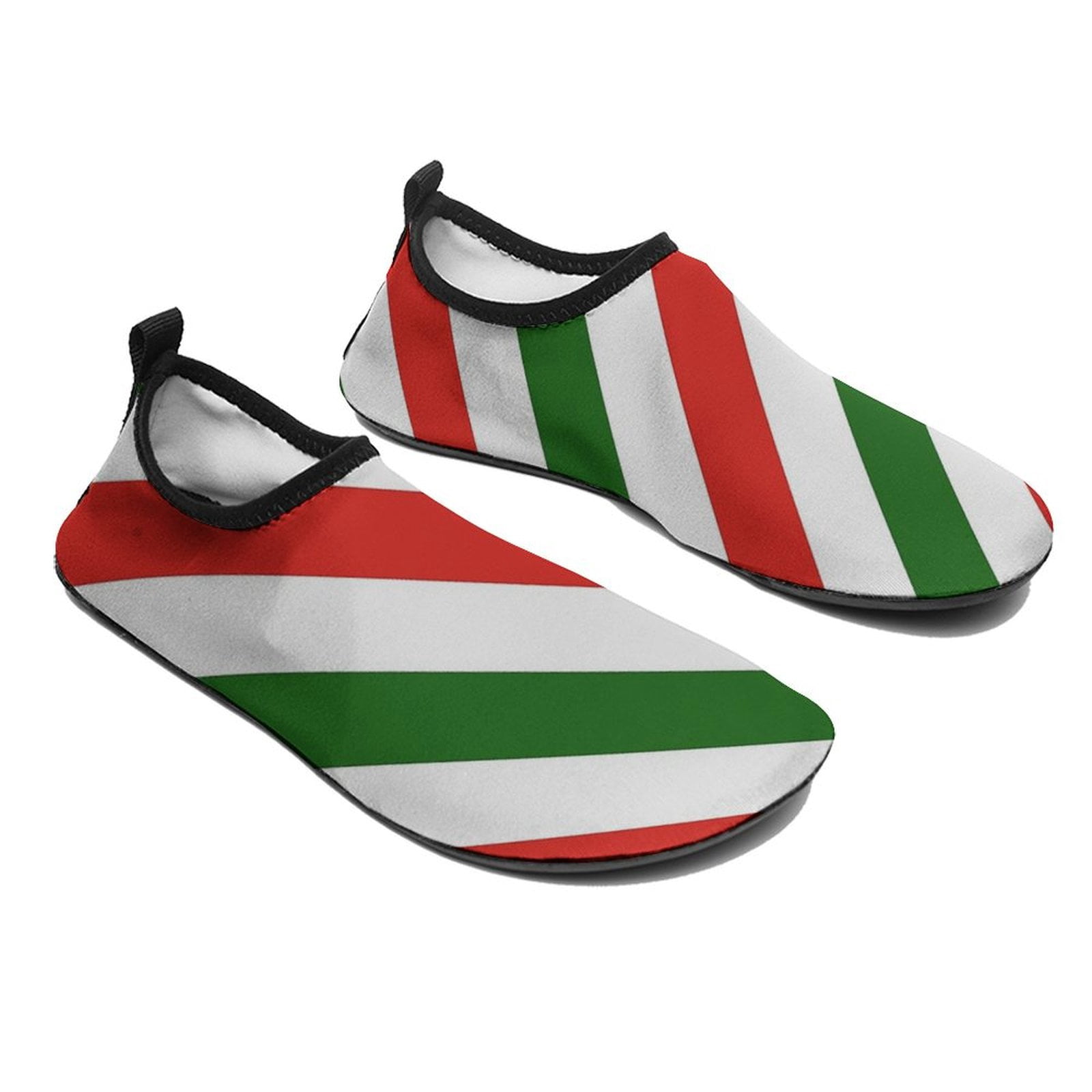 Red, White & Green Candy Cane Pattern Water Shoes Beach Slip-on Shoes ...