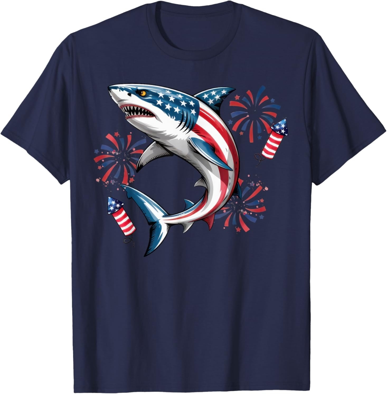 Red White & Jaws Tee – Shark American Flag Kids Shirt for Independence ...