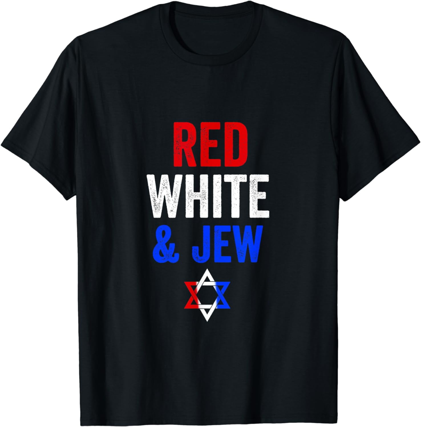 Red White & Jew (Blue) USA America Jewish Star of David T-Shirt ...
