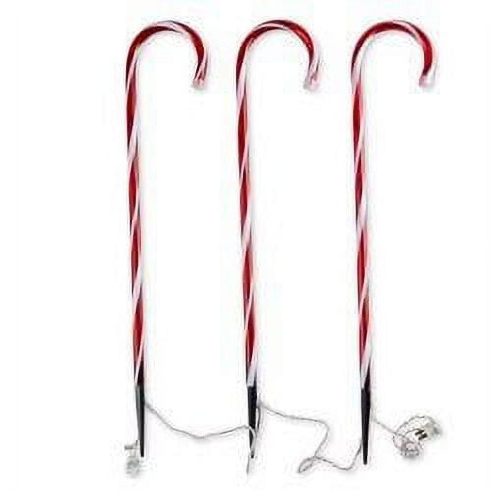 Holiday Time Light-up Candy Cane Yard Stakes 26 in 3 Count Outdoor ...