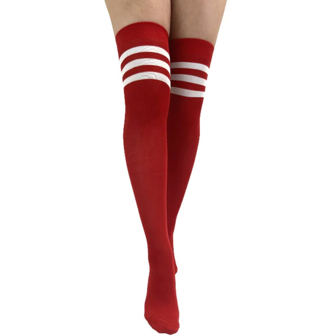 Red White Long Striped Socks Over Knee High for women - Walmart.com