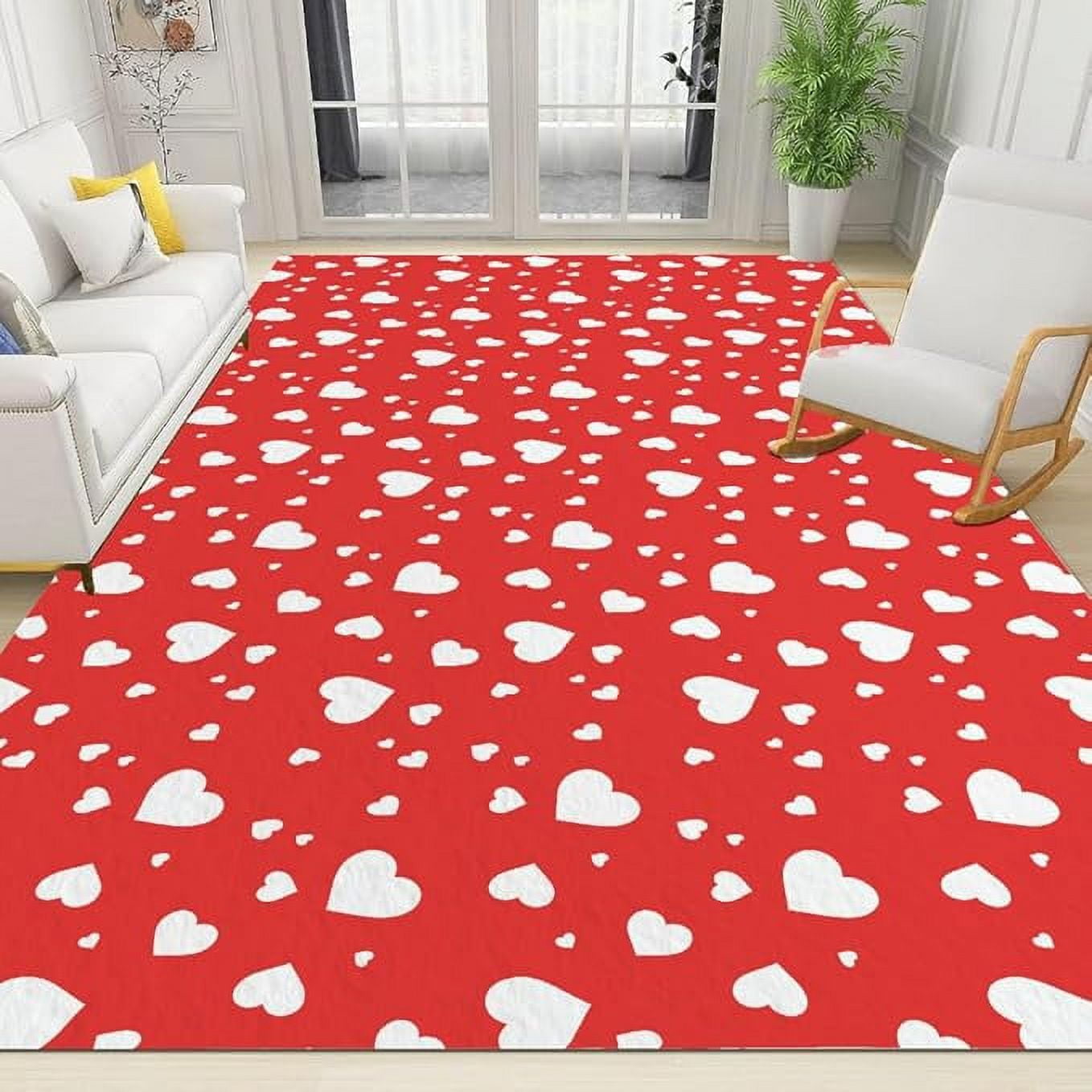 Red White Love Area Rugs For Living Room, Love Romance Nice Weeding Red ...