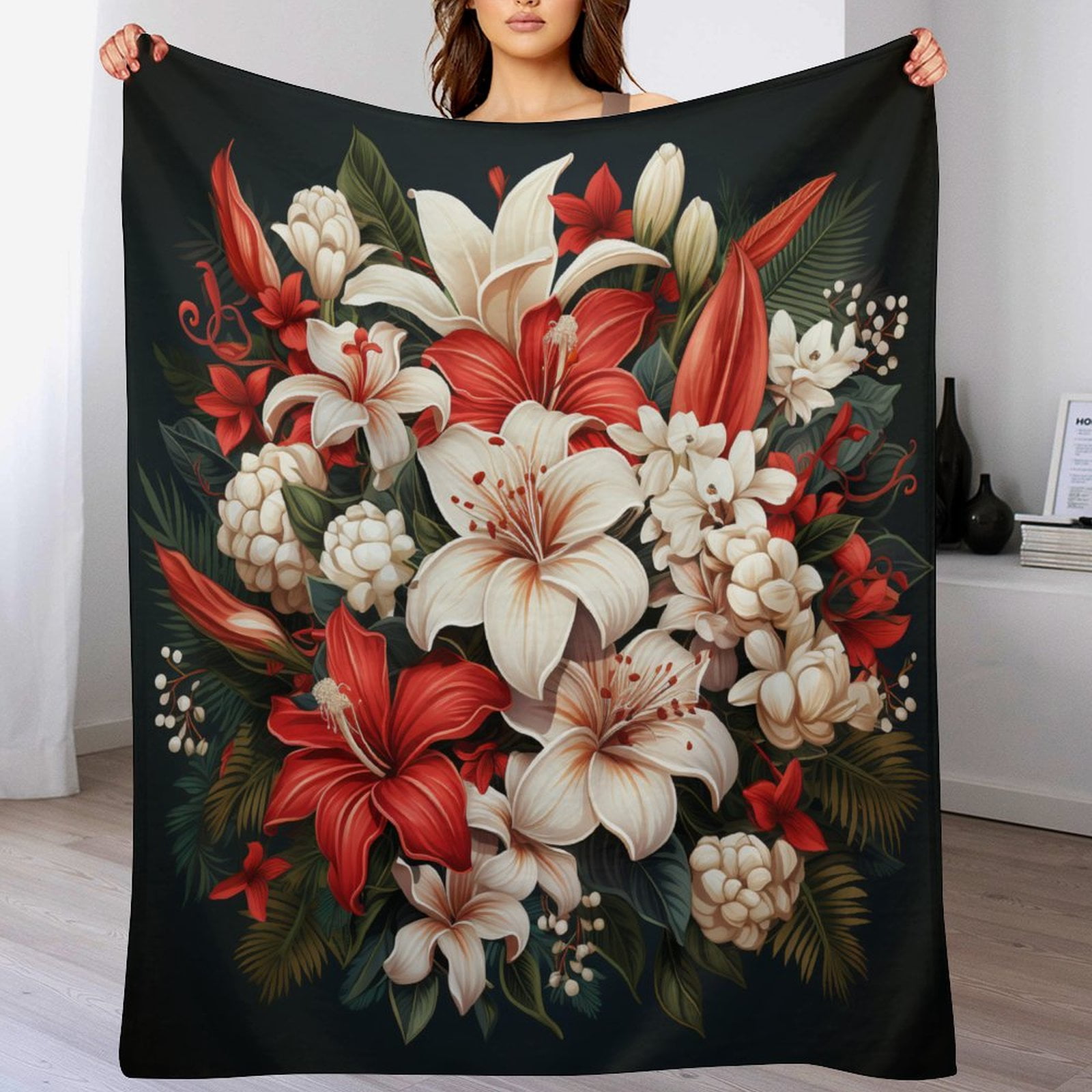 Red And White Mele Kalikimaka Hawaiian Christmas Throw Blanket 60"x80 ...