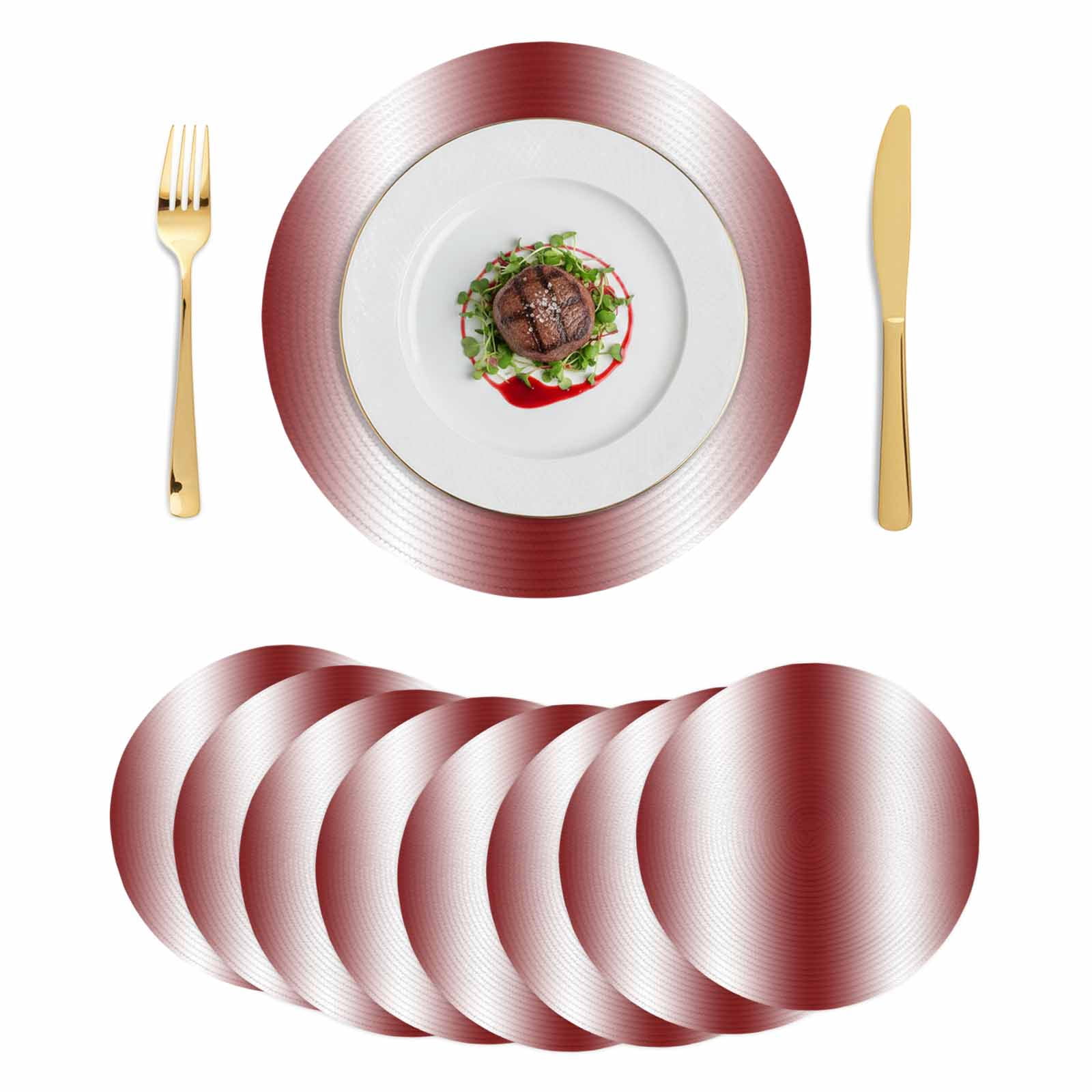 Red White Ombre Round Placemats Set of 8 Farmhouse Chic Minimalist ...