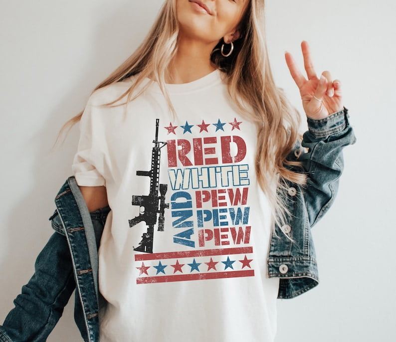 Red White Pew Pew Shirt, 4th July Shirt, Independence Tee, Husband Gift ...