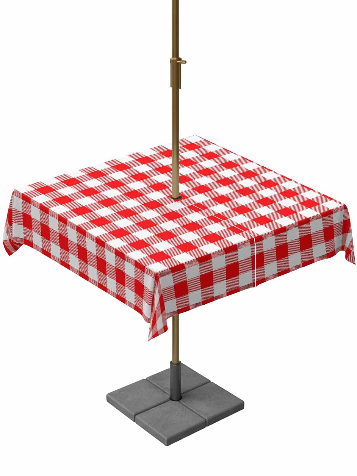 Red White Plaid Table Cloth Rectangle Outdoor Tablecloth, Modern ...
