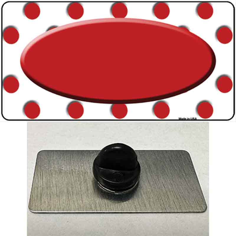 Red White Polka Dot Red Center Oval Novelty Metal Hat Pin 1.5" x 0.75 ...