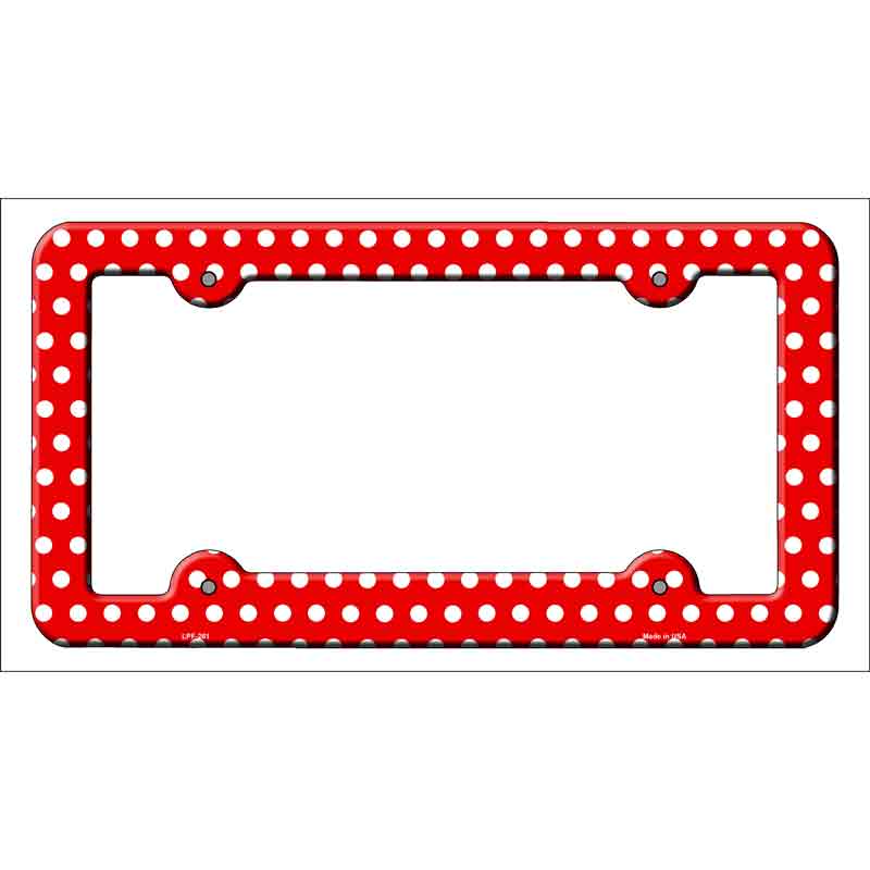 Red White Polka Dots Novelty Metal License Plate Frame LPF-261 12" x 6 ...