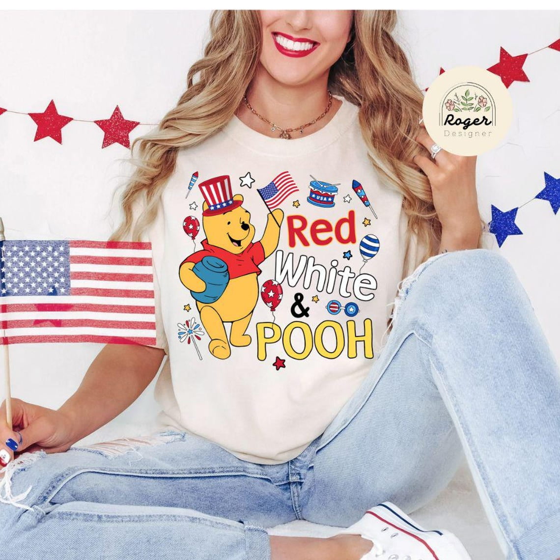 Red White & Pooh Disney Winnie The Pooh Happy 4th of July Shirt, WDW ...
