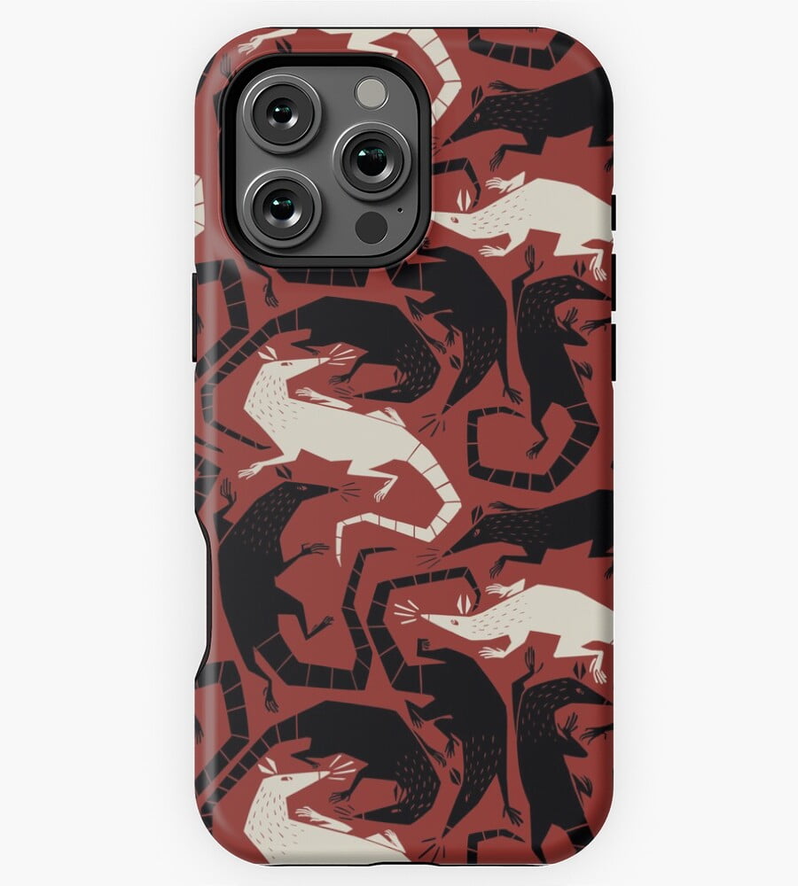 Red White Rat Swarm Pattern GA654 Phone Case for iPhone 11 to 17 Pro ...