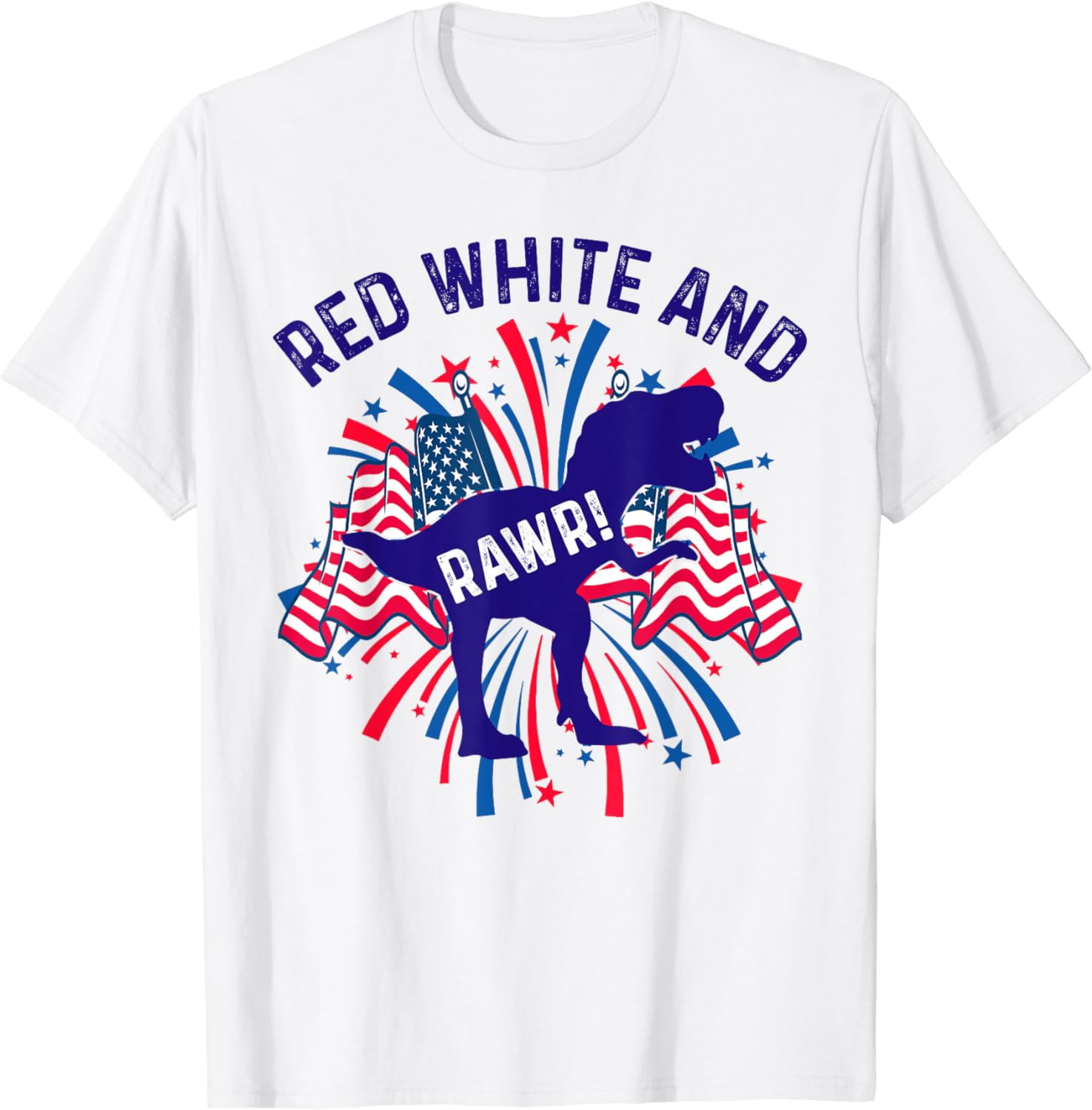Red White & Rawr Shirt,Dinosaur Red White & Blue 4th of July T-Shirt ...