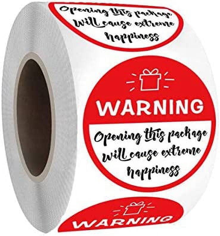 Red and White Round Warning Extreme Happiness Labels - 1.5" Funny Small ...