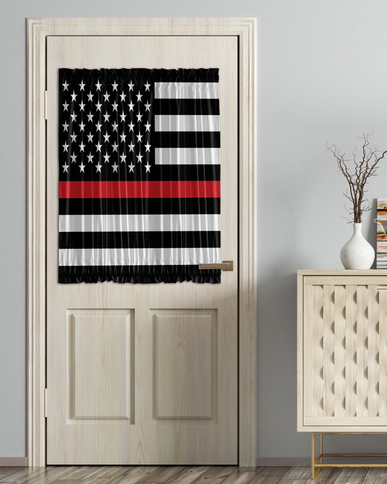 Red White Stripe Fireman American Flag Door Curtains for Doorway ...