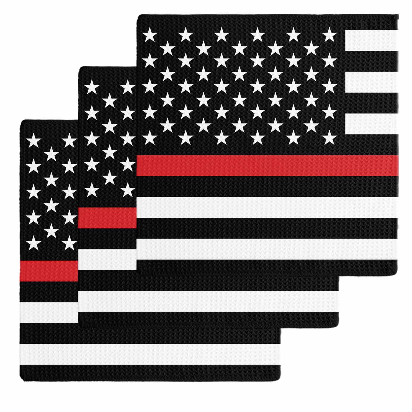 Red White Stripe Fireman American Flag Kitchen Dish Towels for Drying ...
