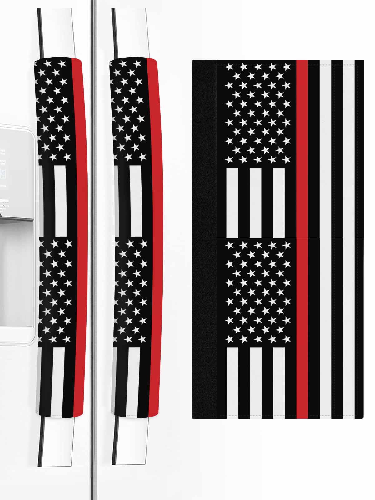Red White Stripe Fireman American Flag Refrigerator Door Handle Covers ...