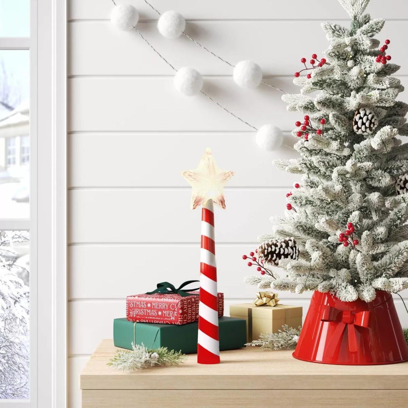Red White Striped Christmas Tree Wand with Star Glow, Tree-Shaped Light ...